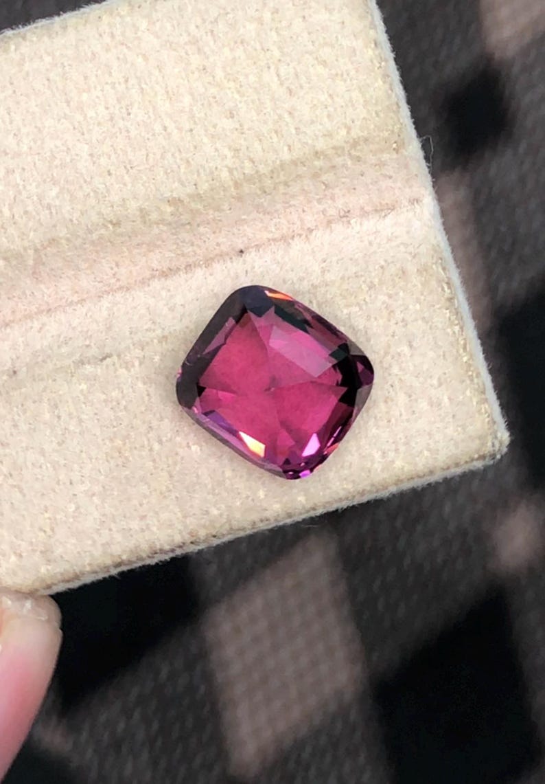 Neon Purplish Pink Garnet, Cushion Cut Garnet January Birthstone, 6.140 ...