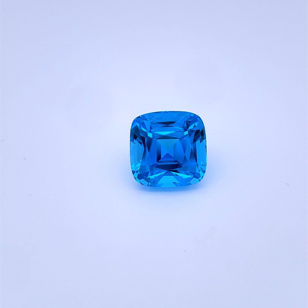 London Deep Blue Topaz Cushion Cut Gemstone for Engagement Ring - 13.55 ...