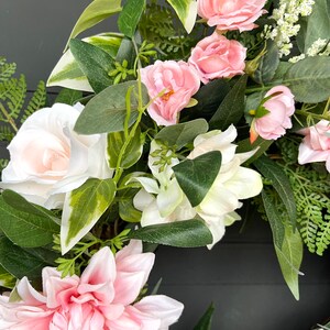 Summer Wreath for Door, Pink Spring Wreath for Front Door, Dahlia ...