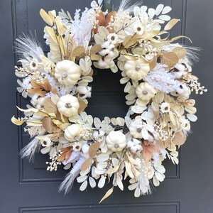 Fall Boho Wreath for Front Door, Autumn Wreath, Modern Farmhouse Decor, Neutral Home Decor ...
