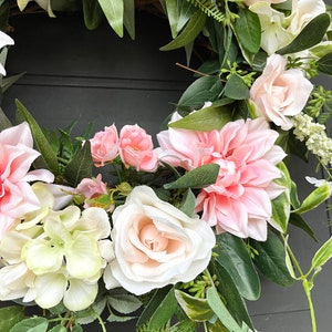 Summer Wreath for Door, Pink Spring Wreath for Front Door, Dahlia ...