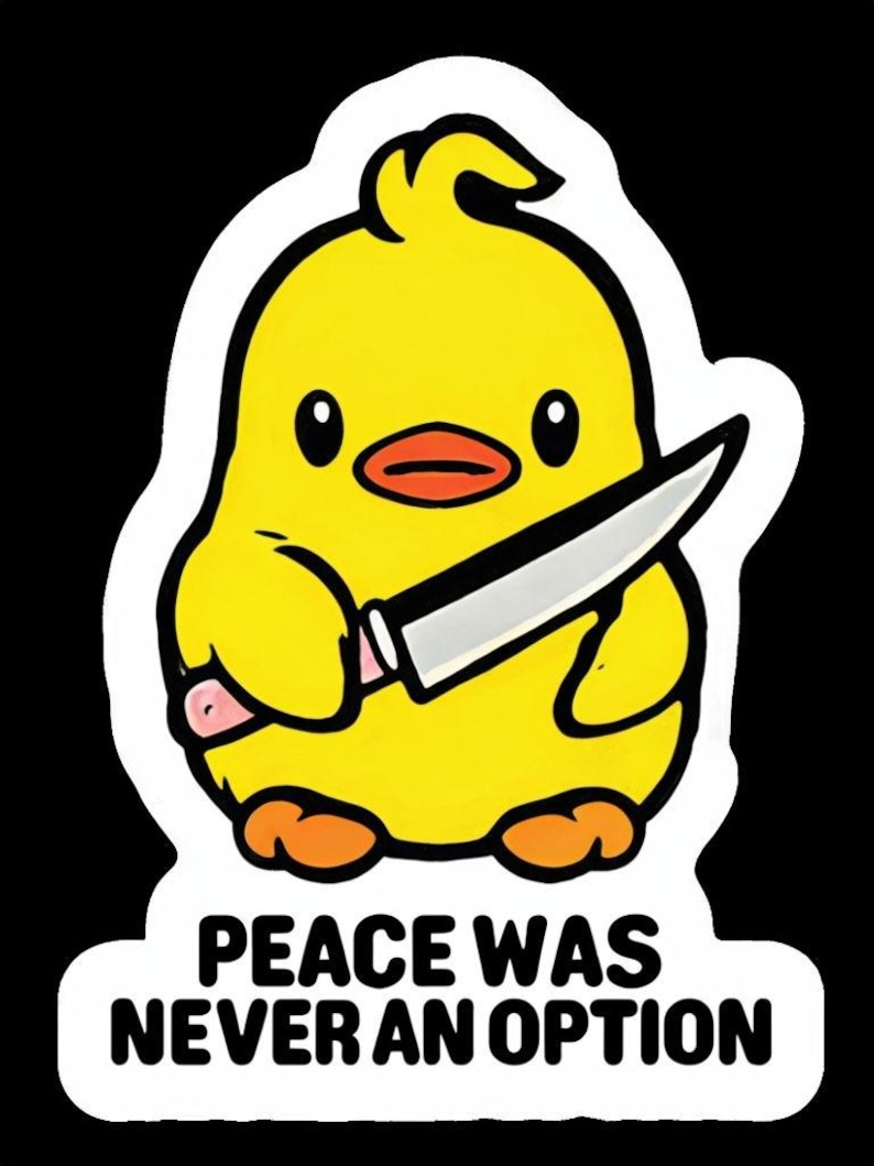 Vintage Cute Duck peace Was Never an Option Sticker Design - Etsy