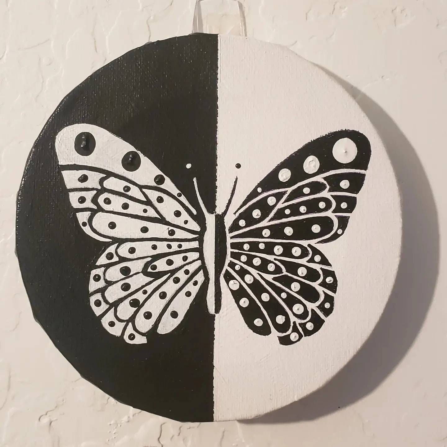 Yin & Yang Butterfly 6x6 Round Stretched Canvas - Etsy