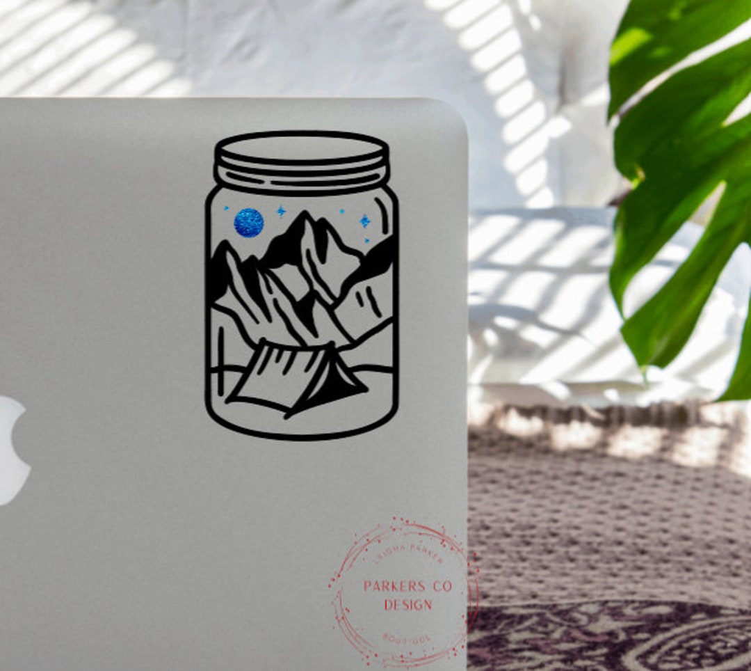 Camper Life Mason Jar Vinyl Decal, Camping Mountain Stars Moon Hiking ...