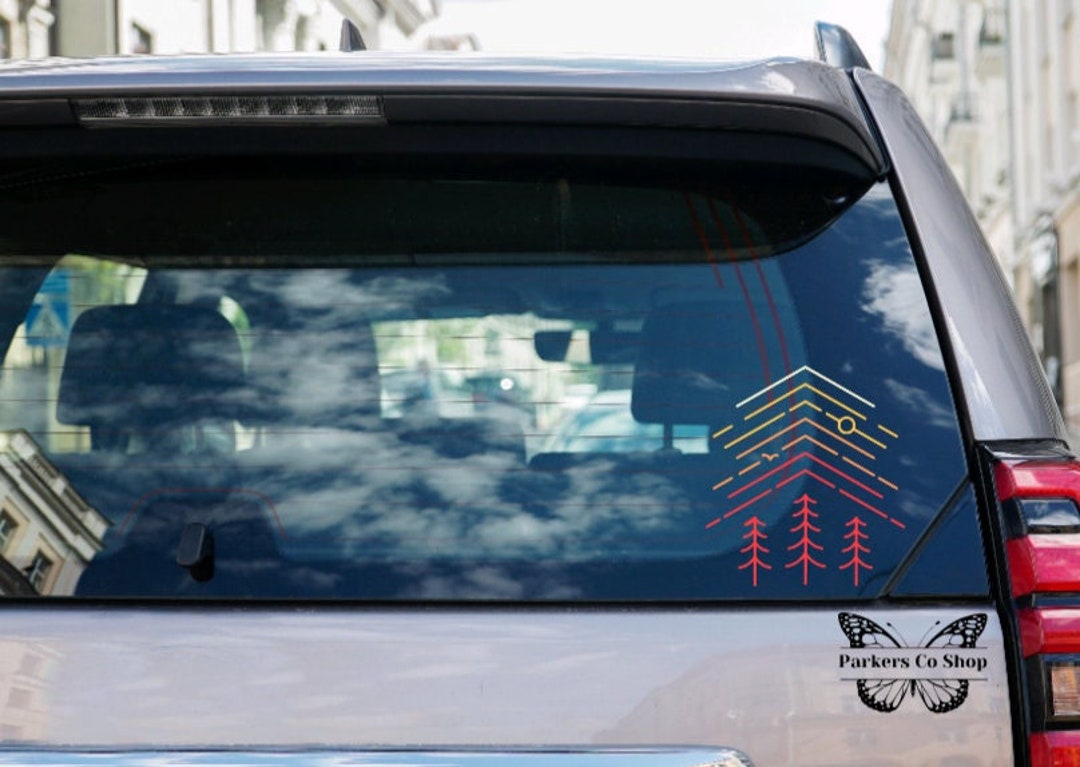 Mountain Line Art Vinyl Decals Bumper Stickers, Mountains Hiking Hippie ...