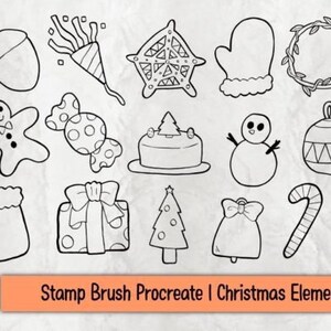 18 Christmas Elements 01 Stamp Brush Procreate. iPad - Etsy