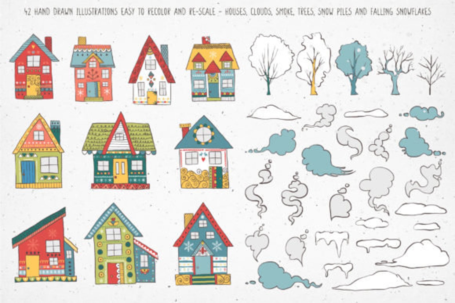 Cozy Winter House Vector Illustration Set, Journal Graphics, Planner ...