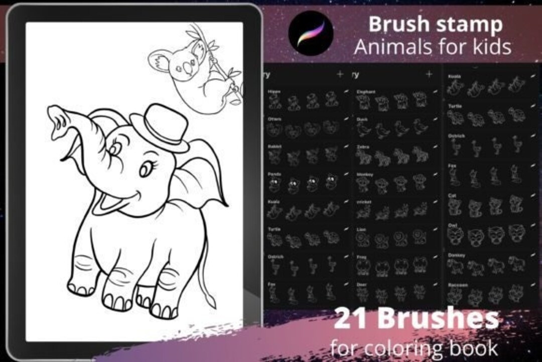 Procreate Brush Stamp Cute Animals iPad Illustrations - Etsy