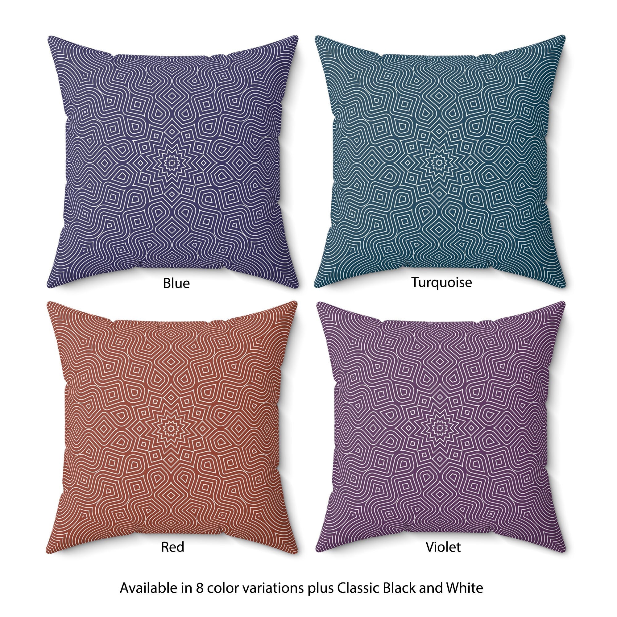 Infinity Radial Sunburst Pillow Cover in Black and White, Available in ...