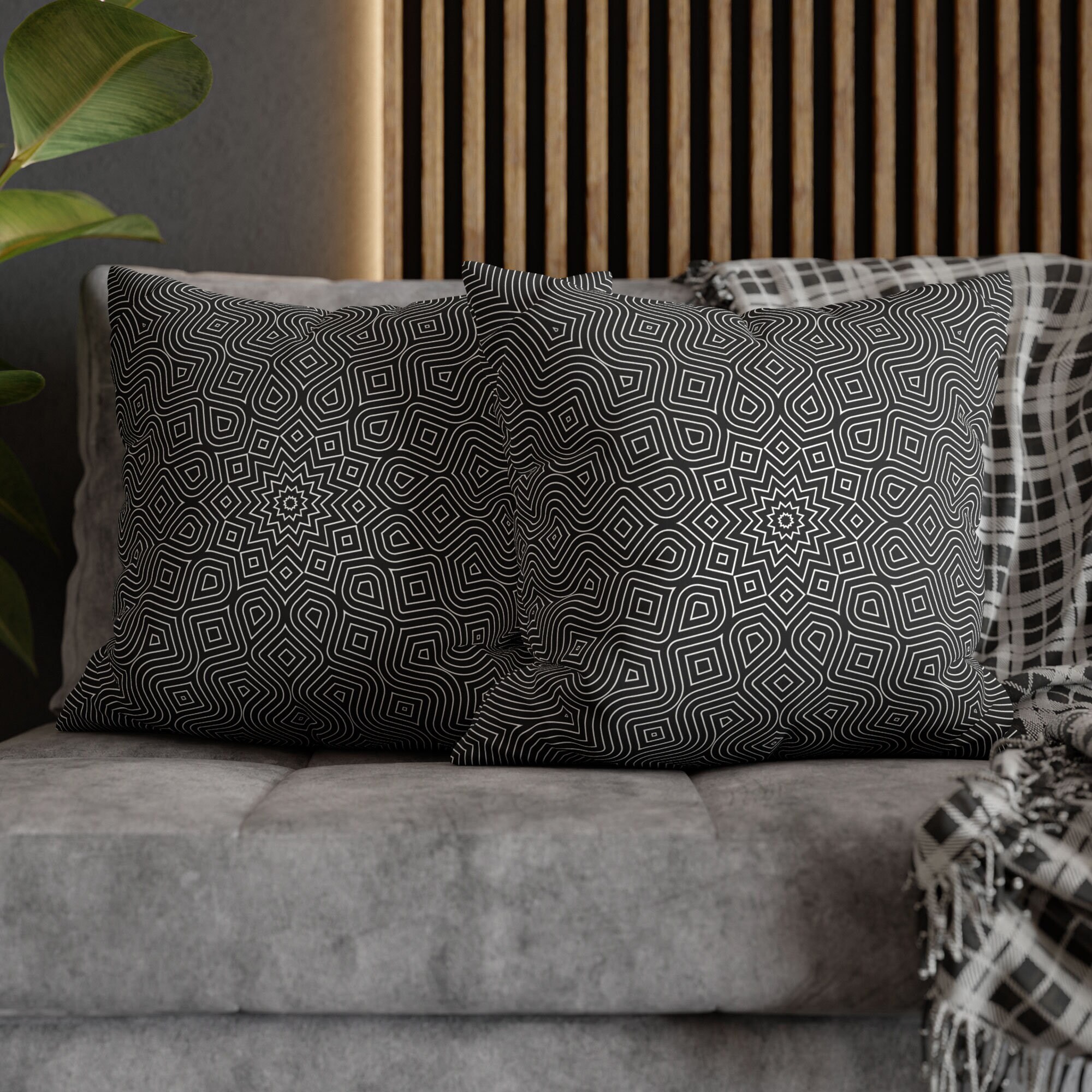 Infinity Radial Sunburst Pillow Cover in Black and White, Available in ...