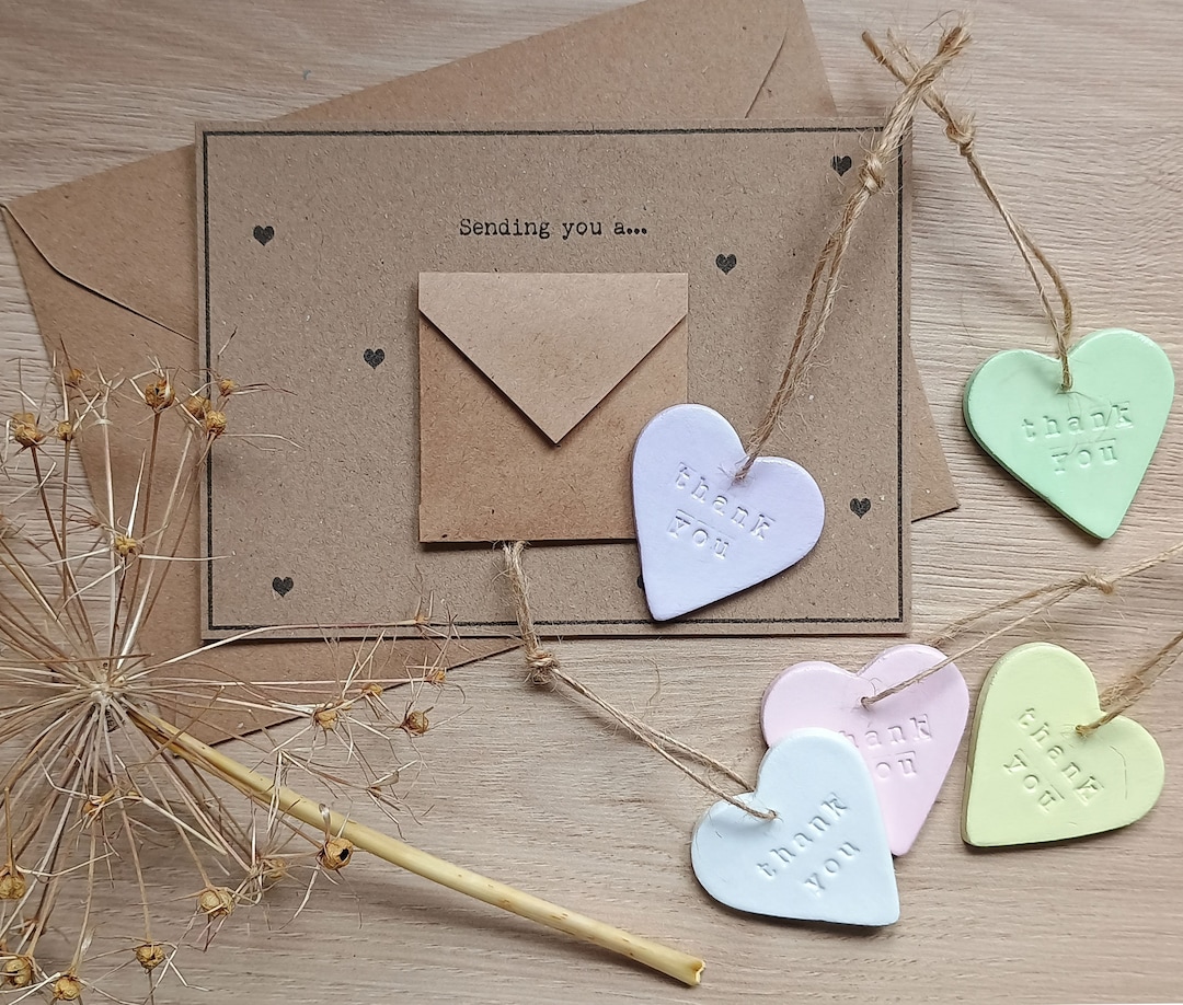 Thank You Card With Thank You Heart Hanging Decoration Gift in Mini ...