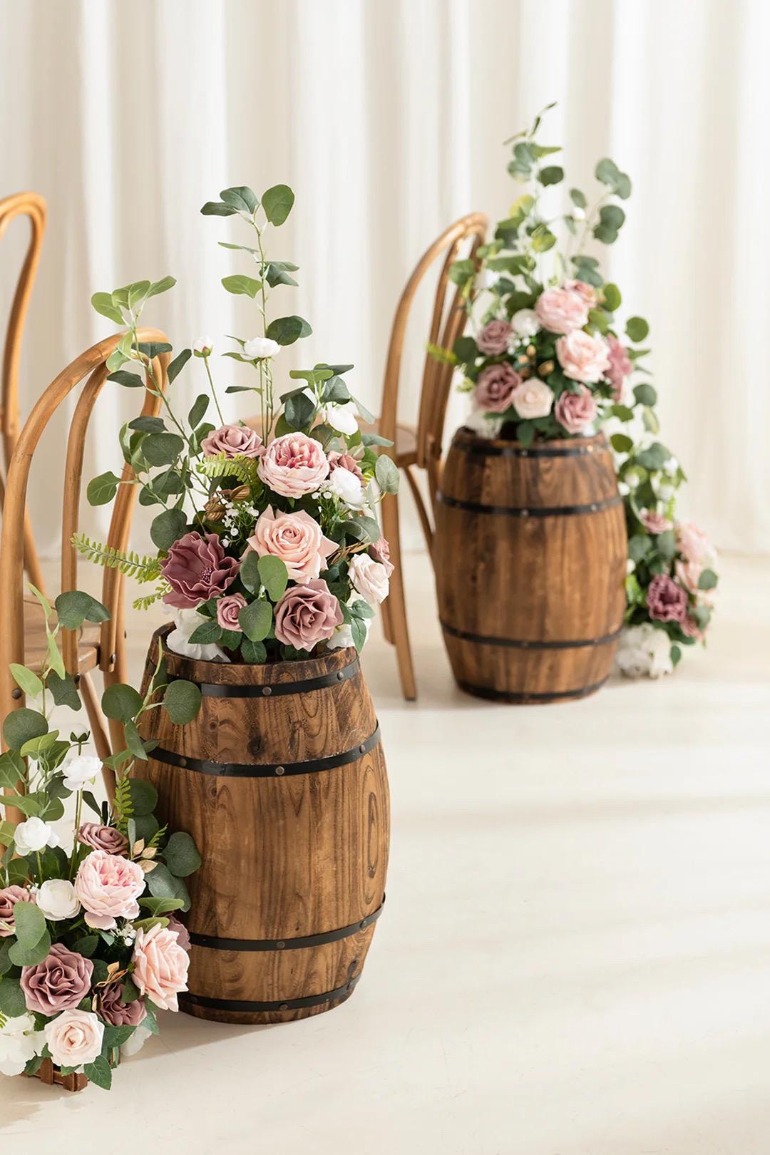 4pcs Barrel Flowers Arrangement • Wine Barrel Decor • Barrel Flowers ...