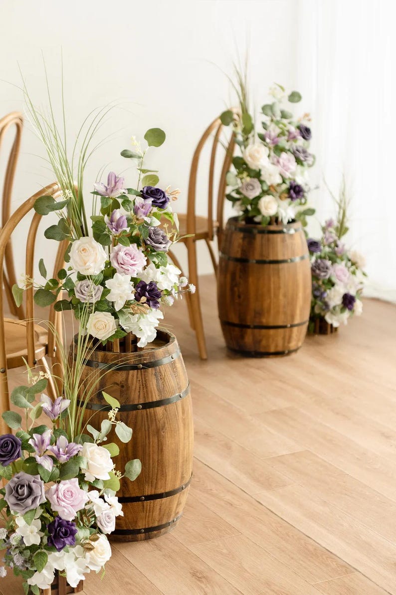Wine Barrel Floral Arrangement • Wedding & Event Decor, 4-piece Set - Etsy