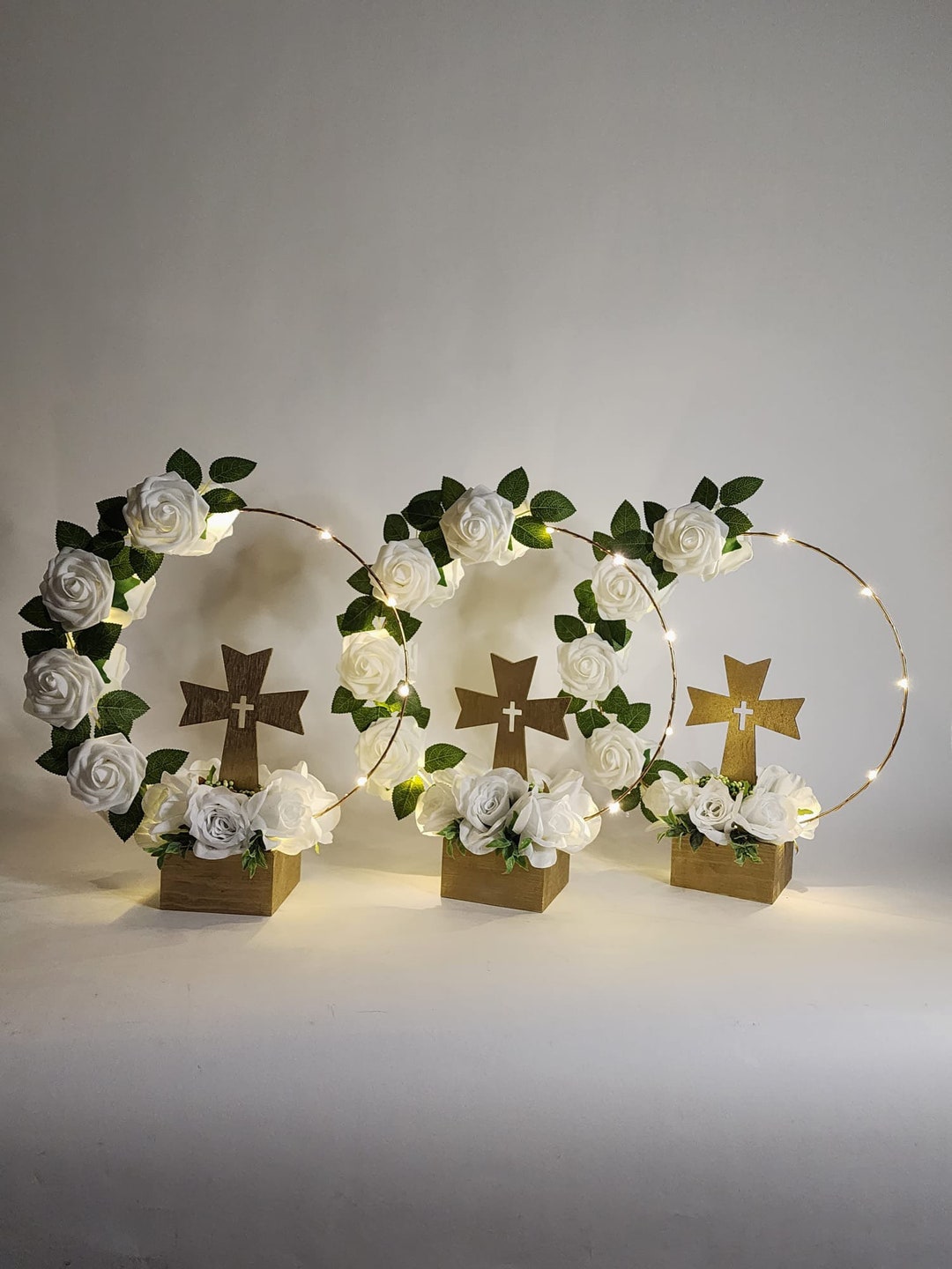 Baptism Centerpieces With LED Lights Christening - Etsy