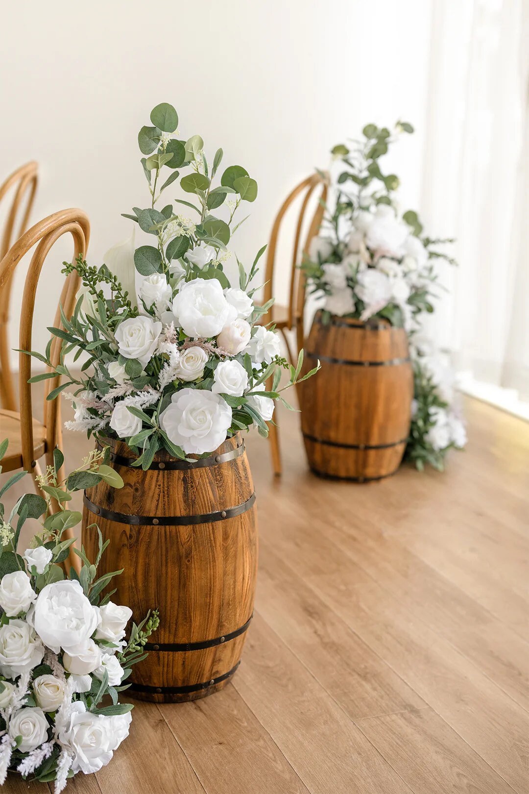 2pcs Barrel Flowers Arrangement Wine Barrel Decor Barrel Decor Wine ...
