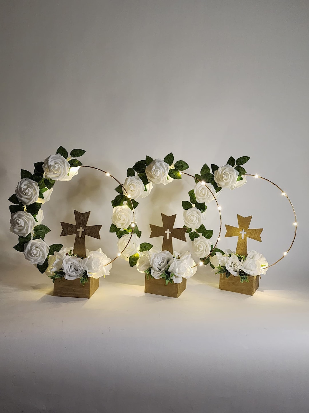 Pack of 10 Baptism Centerpieces With LED Lights • Christening ...