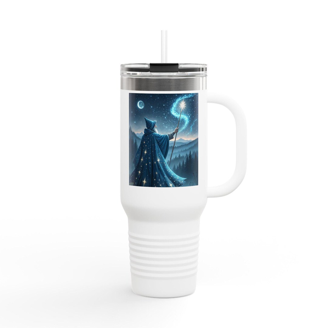 Wizard Casting Spell Insulated Travel Mug, 40oz - Magical Drinking Cup ...