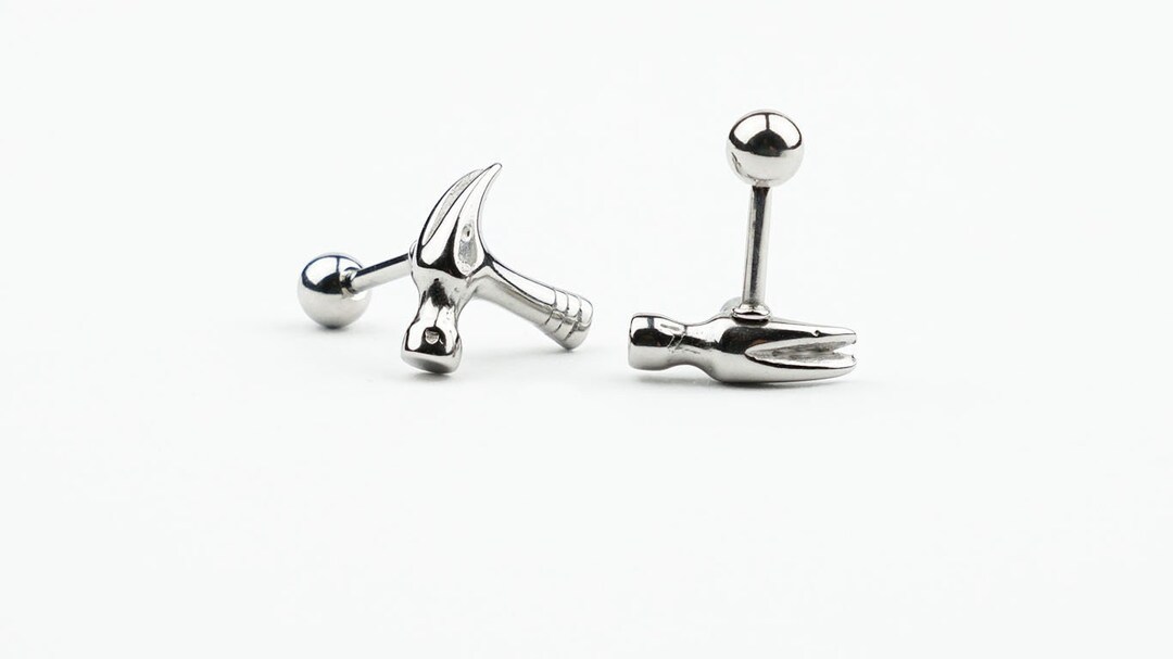 Stainless Steel Hammer Stud Earrings Construction Tool - Etsy