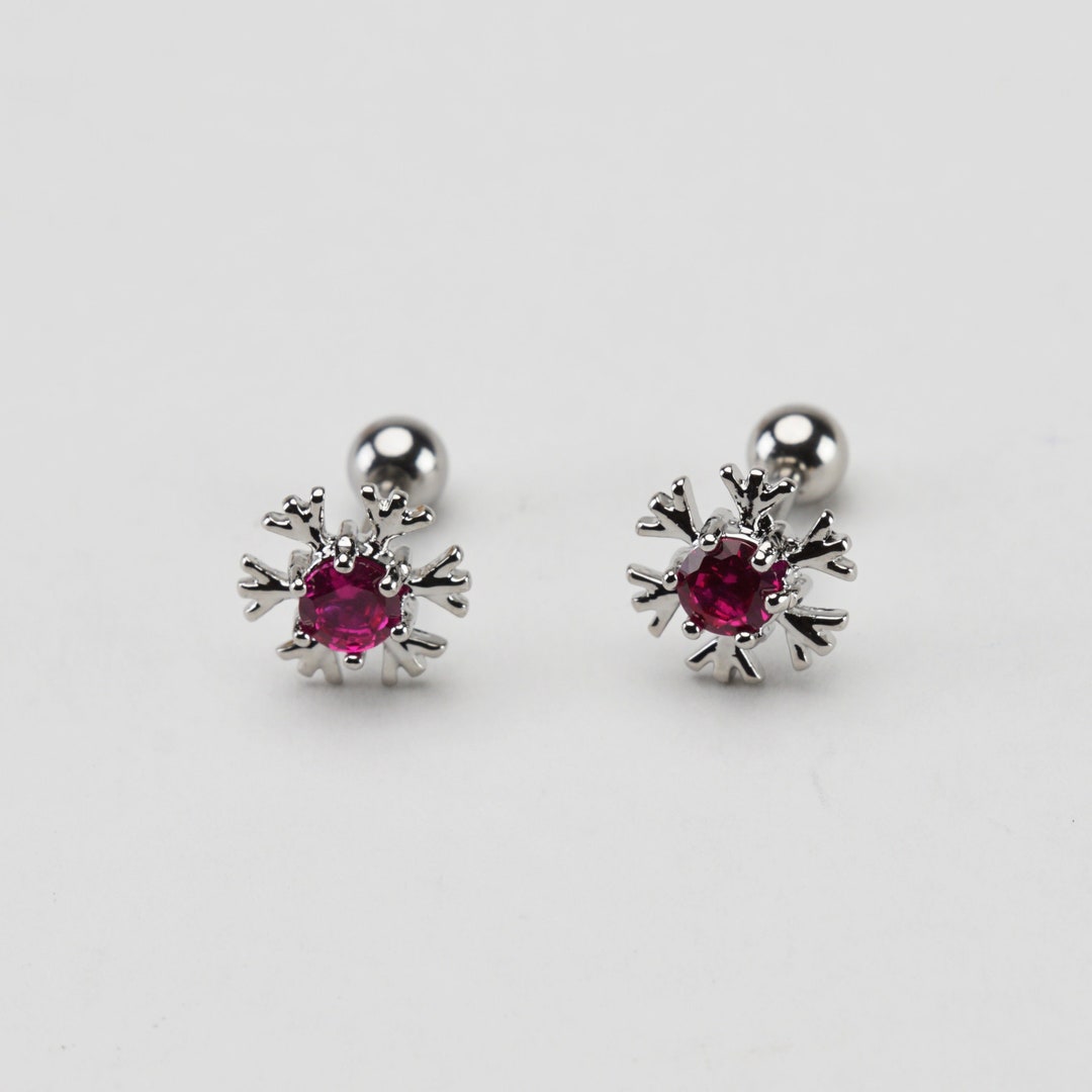 Snow Flake Earrings in Stainless Steel, Snowflake Stud Earrings ...