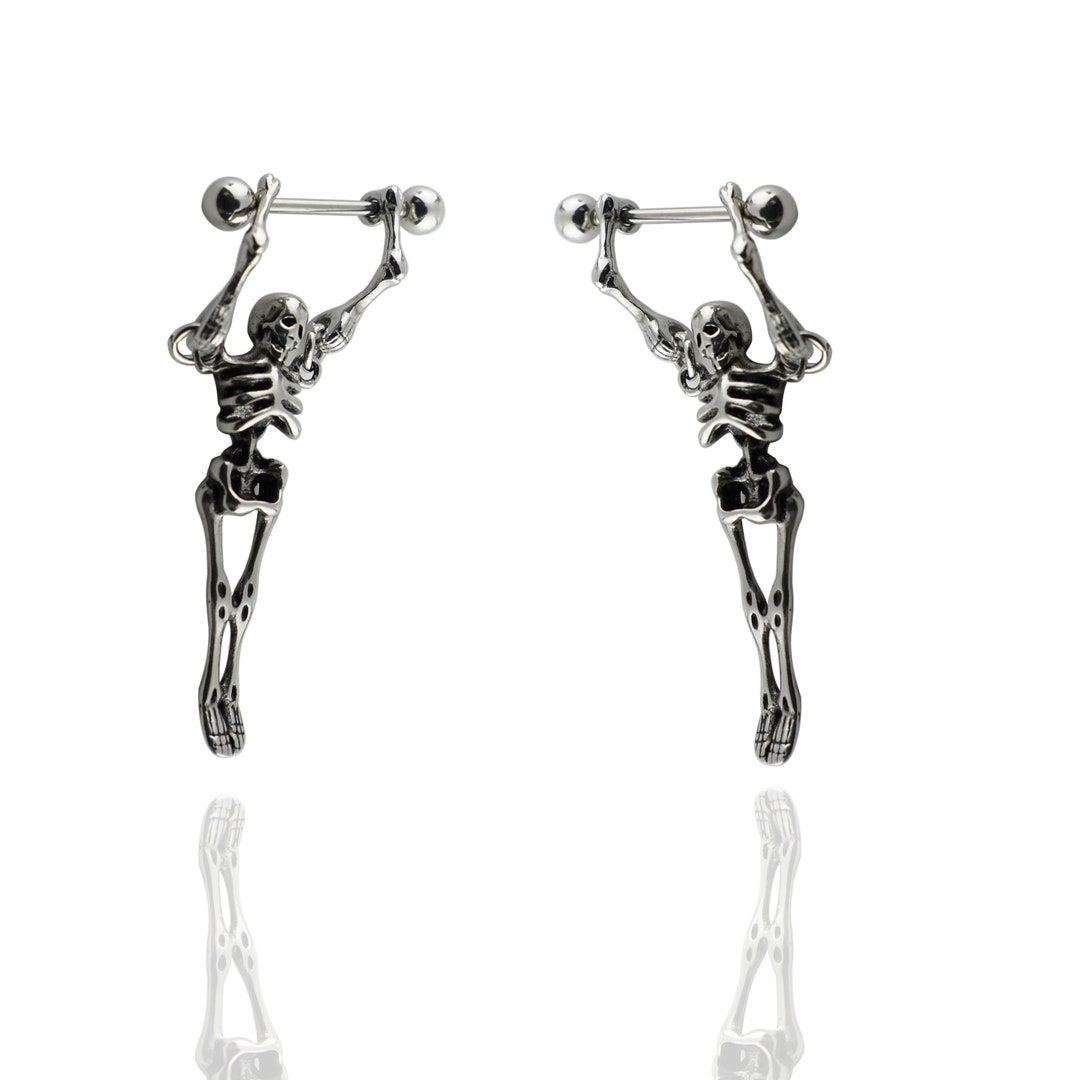 Skull Nipple Ring Stainless Steel Skull Stud Skeleton Stud - Etsy