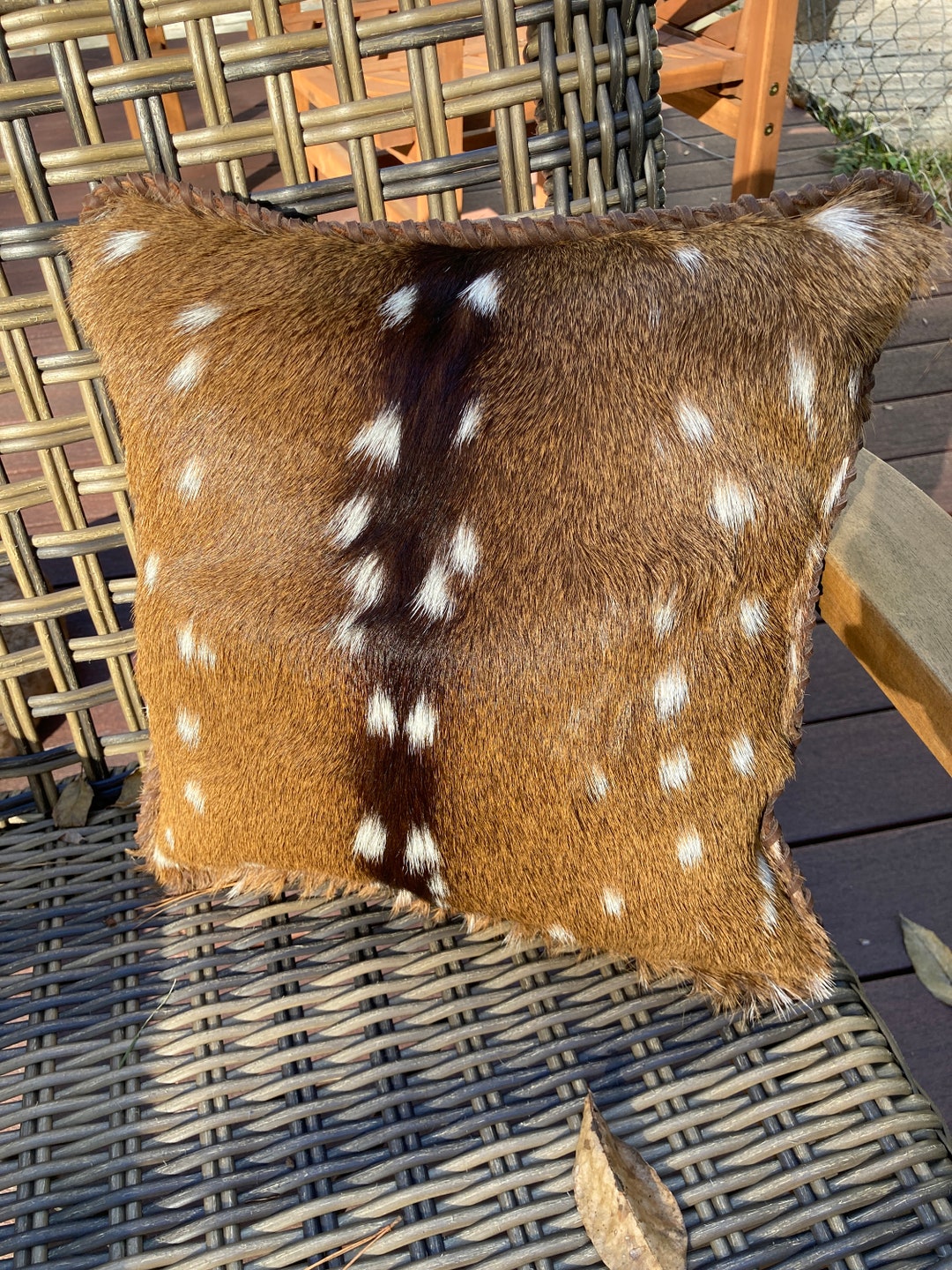 Handmade Axis Deer Hide Pillow 14x14x6, Solid Pillow, Soft Axis Hide ...