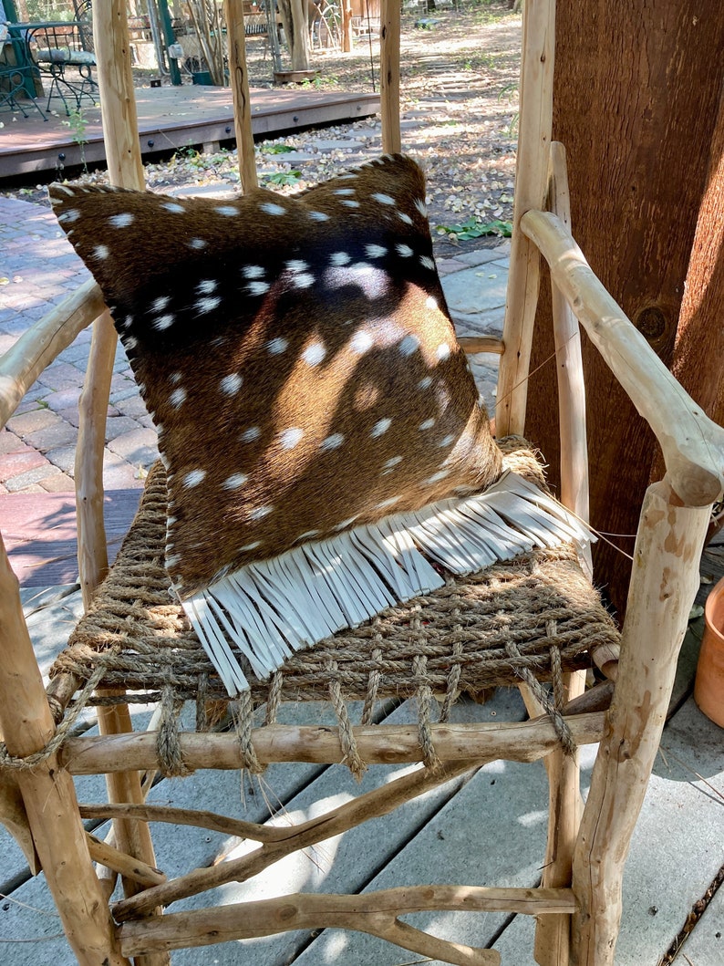 Axis Hide Pillow 14x14x6 1/2 Cut From Full Axis Deer Hide, All Hand Cut ...