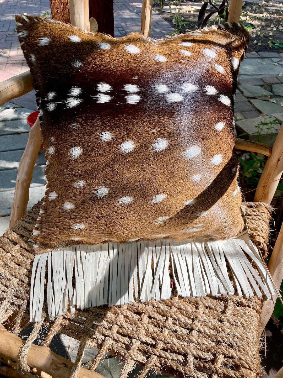 Axis Hide Pillow 14x14x6 1/2 Cut From Full Axis Deer Hide, All Hand Cut ...