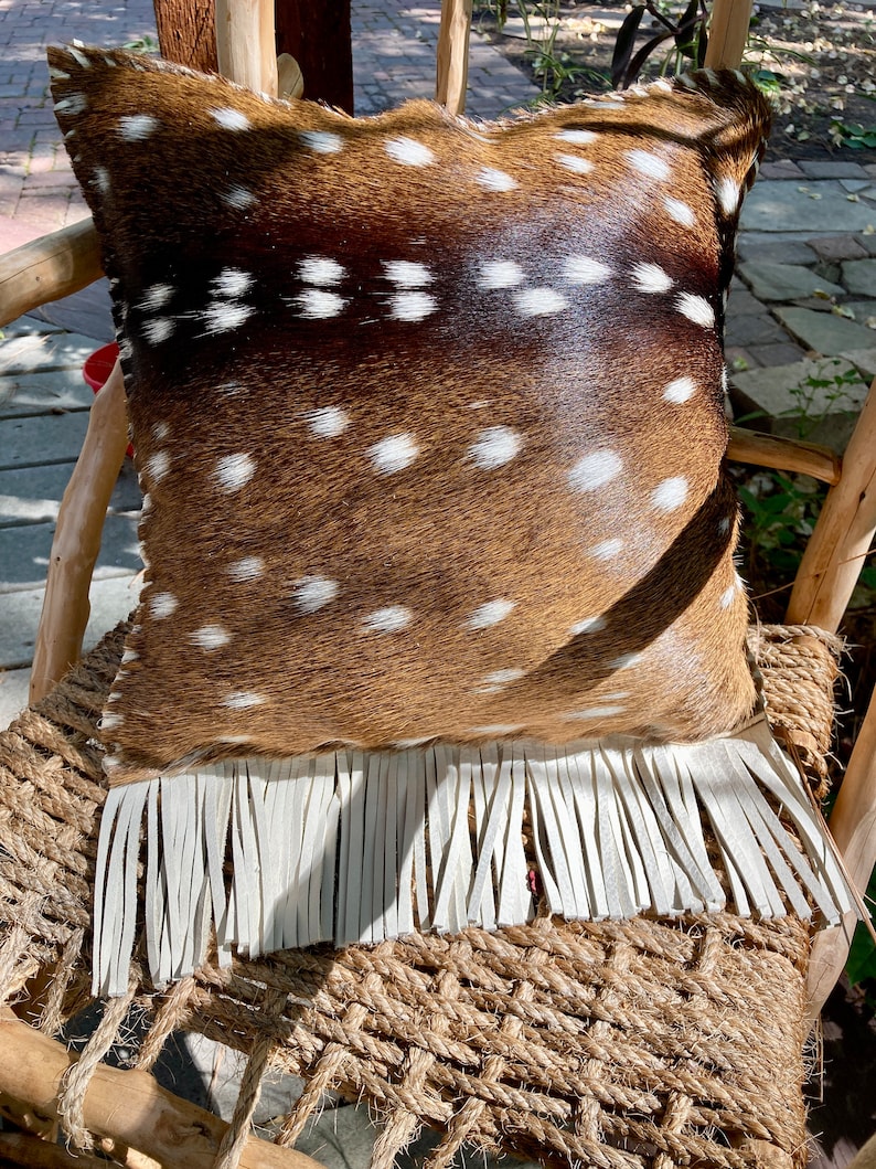 Axis Hide Pillow 14x14x6 1/2 Cut From Full Axis Deer Hide, All Hand Cut ...