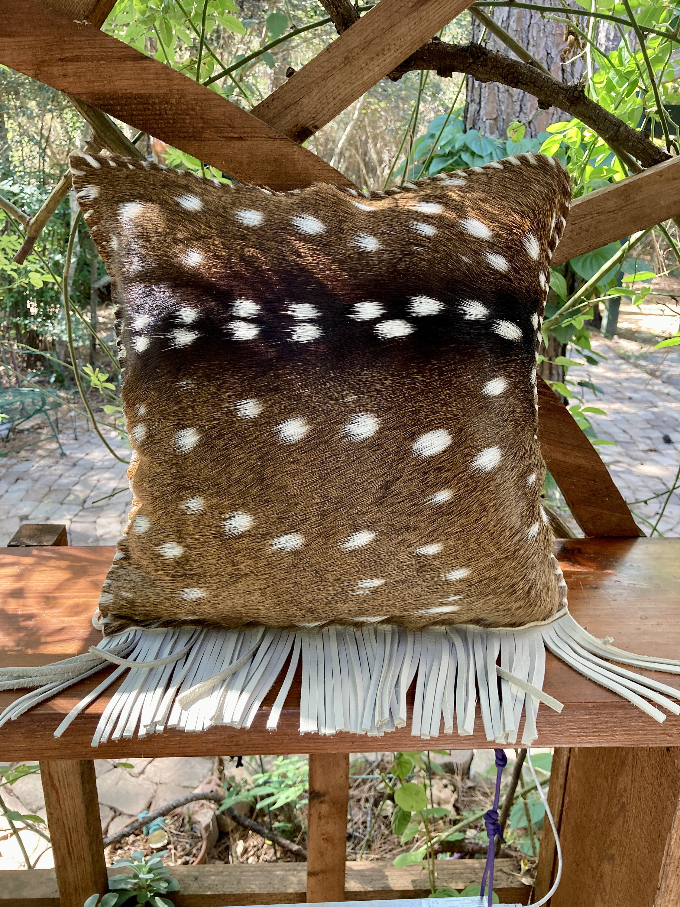 Axis Hide Pillow 14x14x6 1/2 Cut From Full Axis Deer Hide, All Hand Cut ...