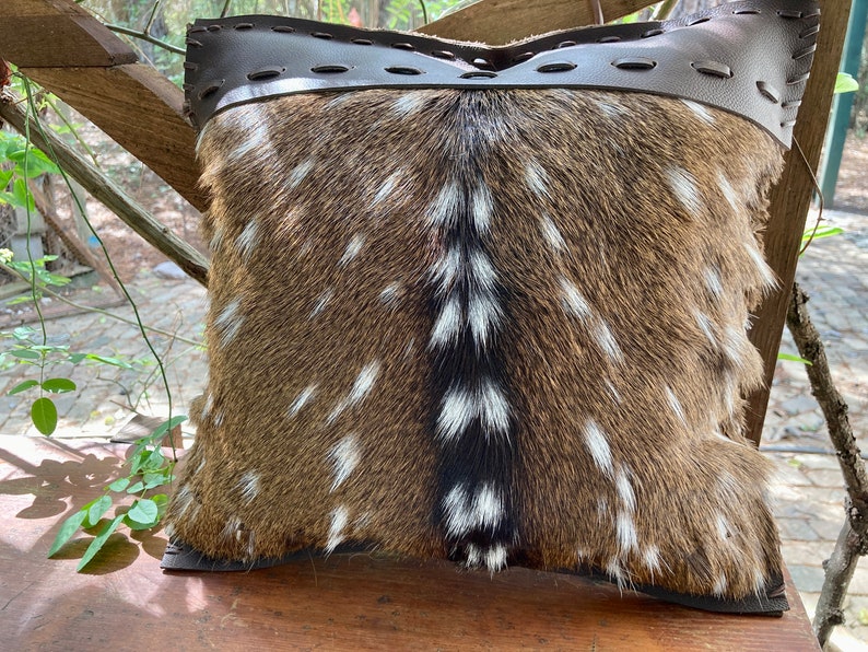 Axis Hide Pillow 14x13x6 All Handstitched Axis Deer Hide and Thick ...