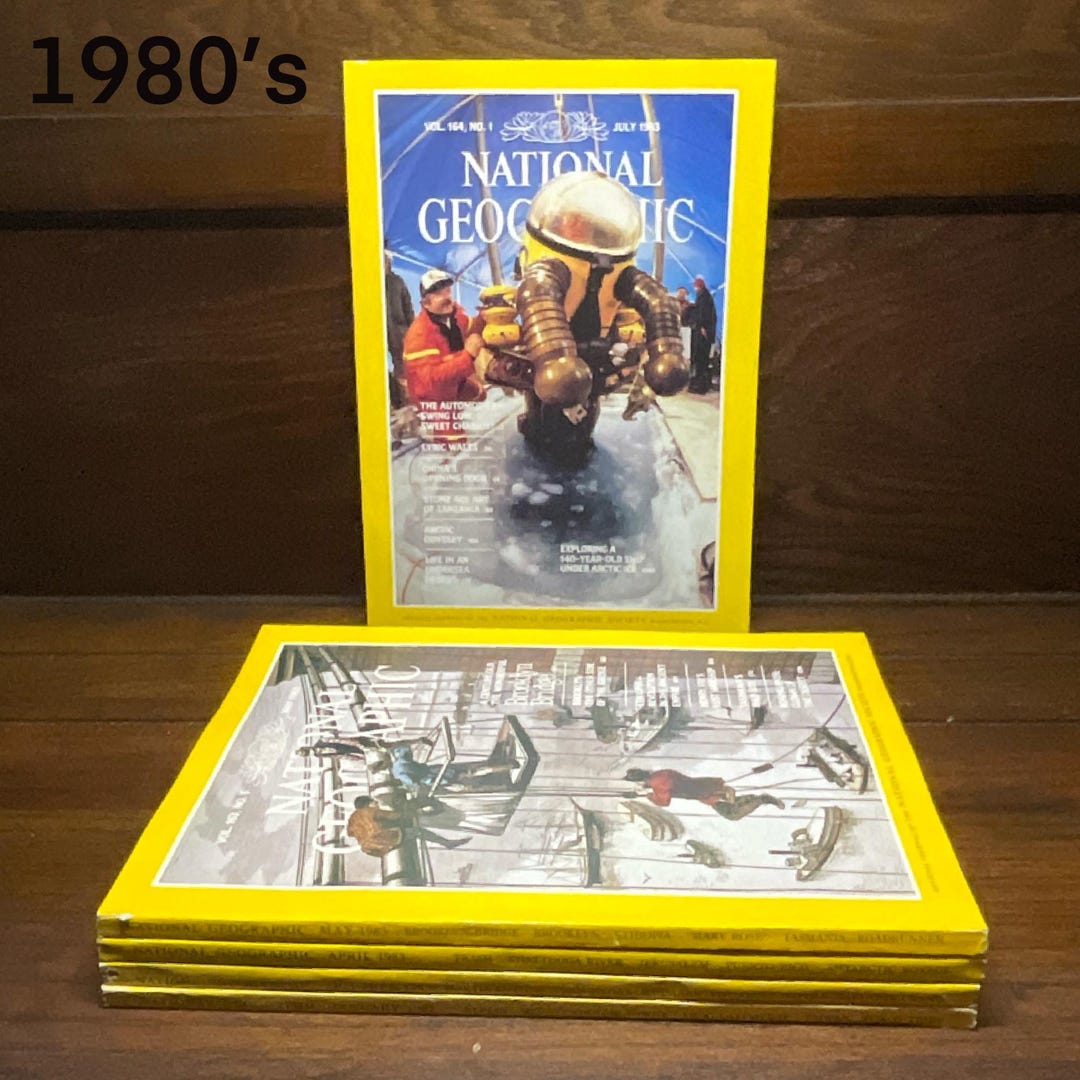 1980s National Geographic Magazines Lot of 5 for Collaging, Junk ...