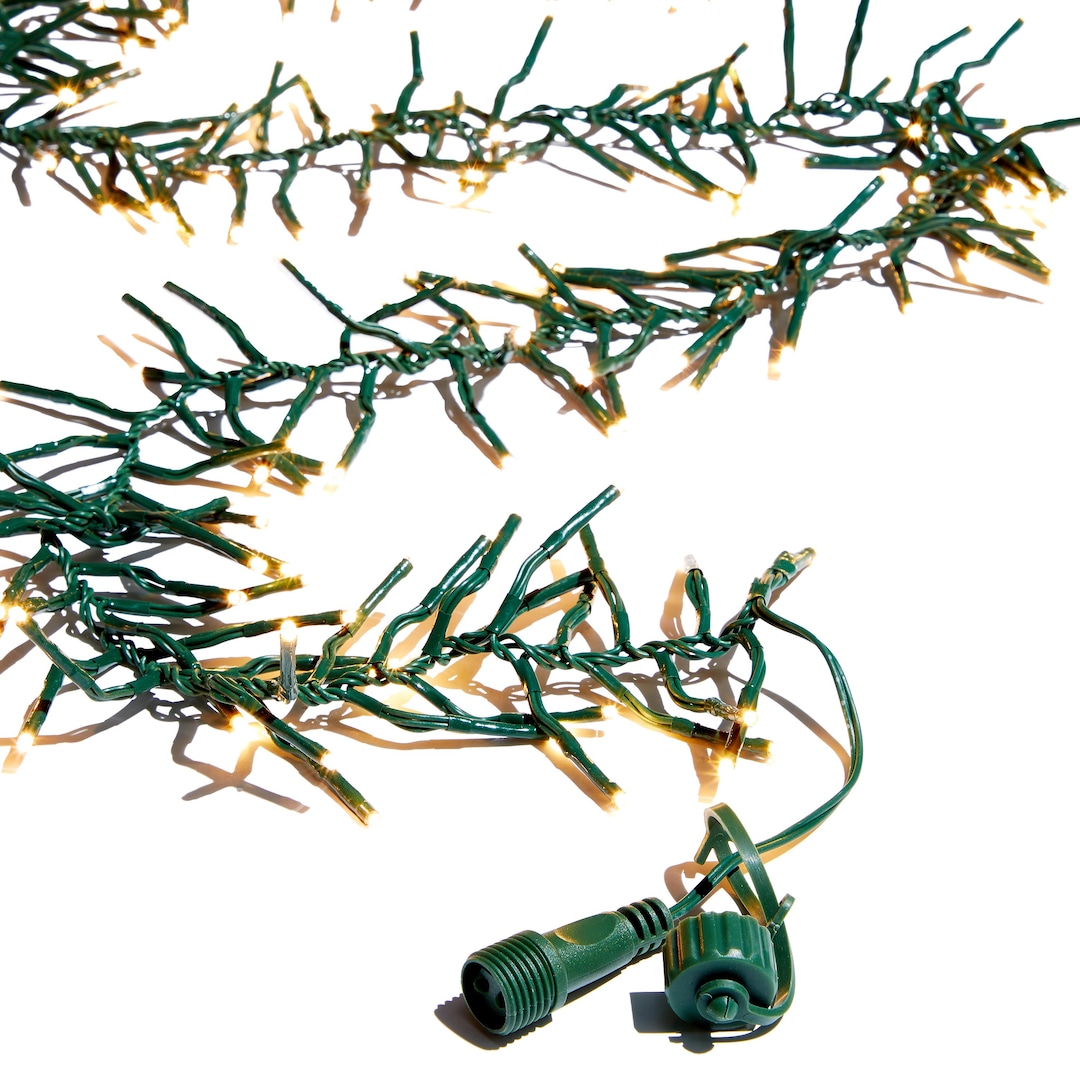 Connectable CLUSTER Garland 49.5' Green Wire 1,500 Warm White LED ...