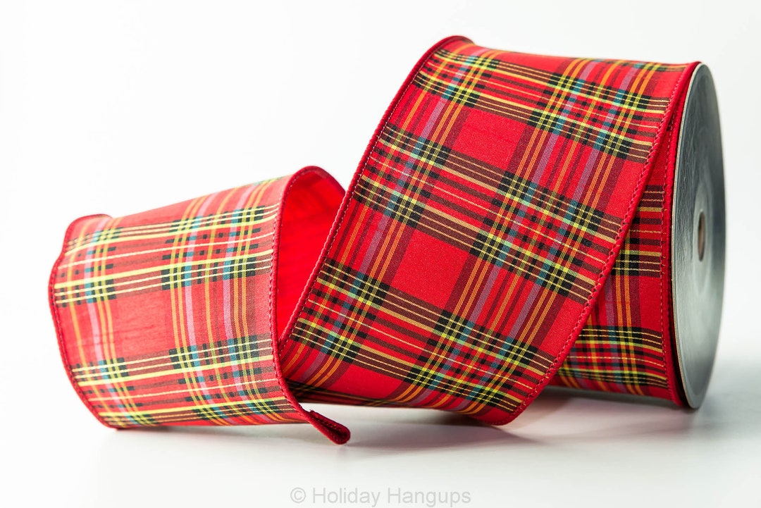 Red Multi Plaid WIRED Ribbon, 4 Inch, Luxurious Designer Ribbon by ...