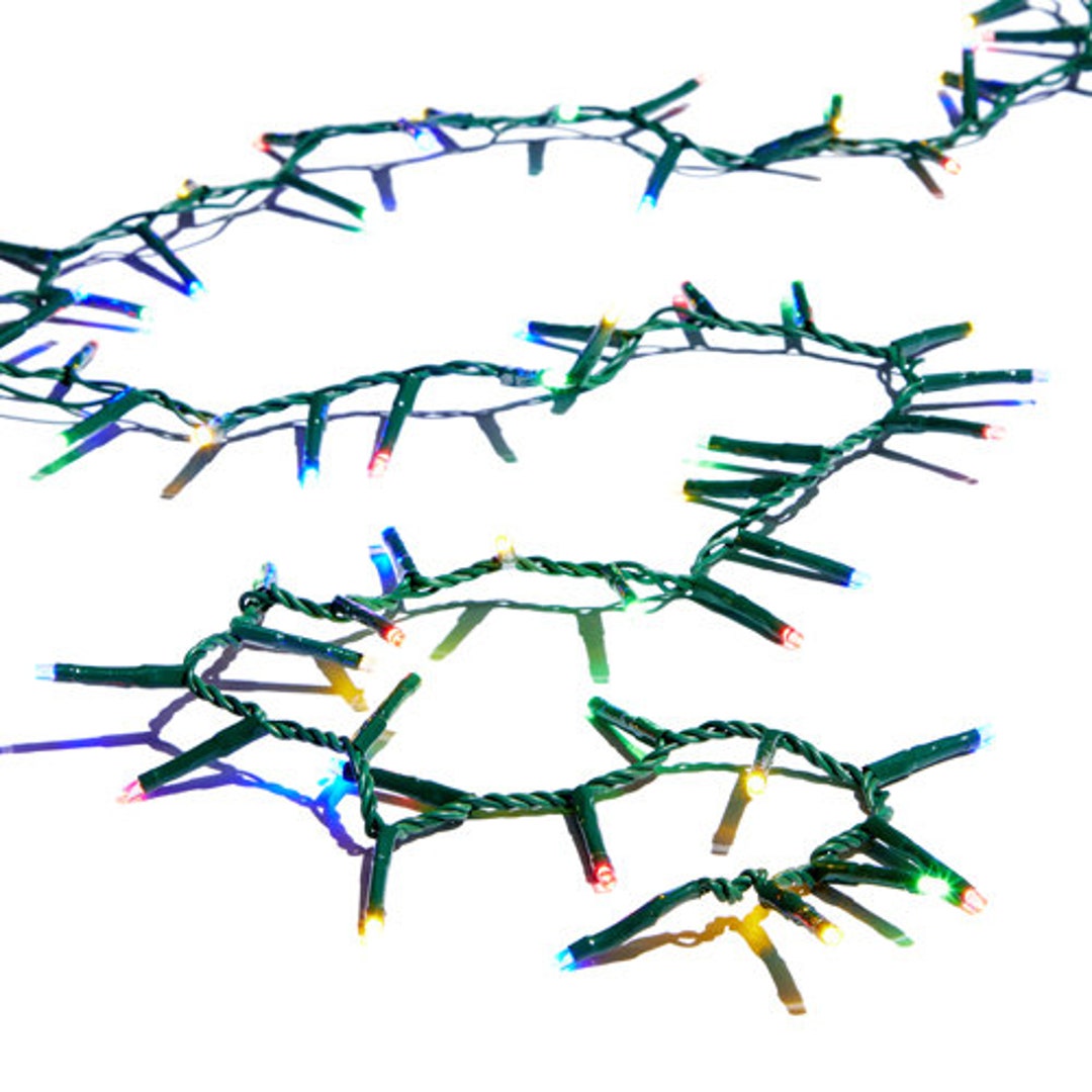 73.8' Snake Light Garland W/ 1,000 Multi-color LED Lights on Green Wire ...