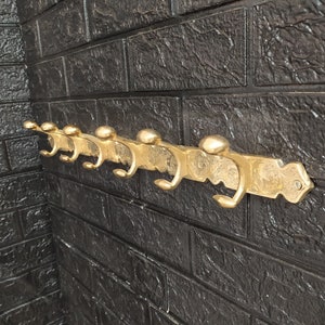 Engraved Solid Brass Clothes Hooks Holder, Handcrafted Wall Hanging ...