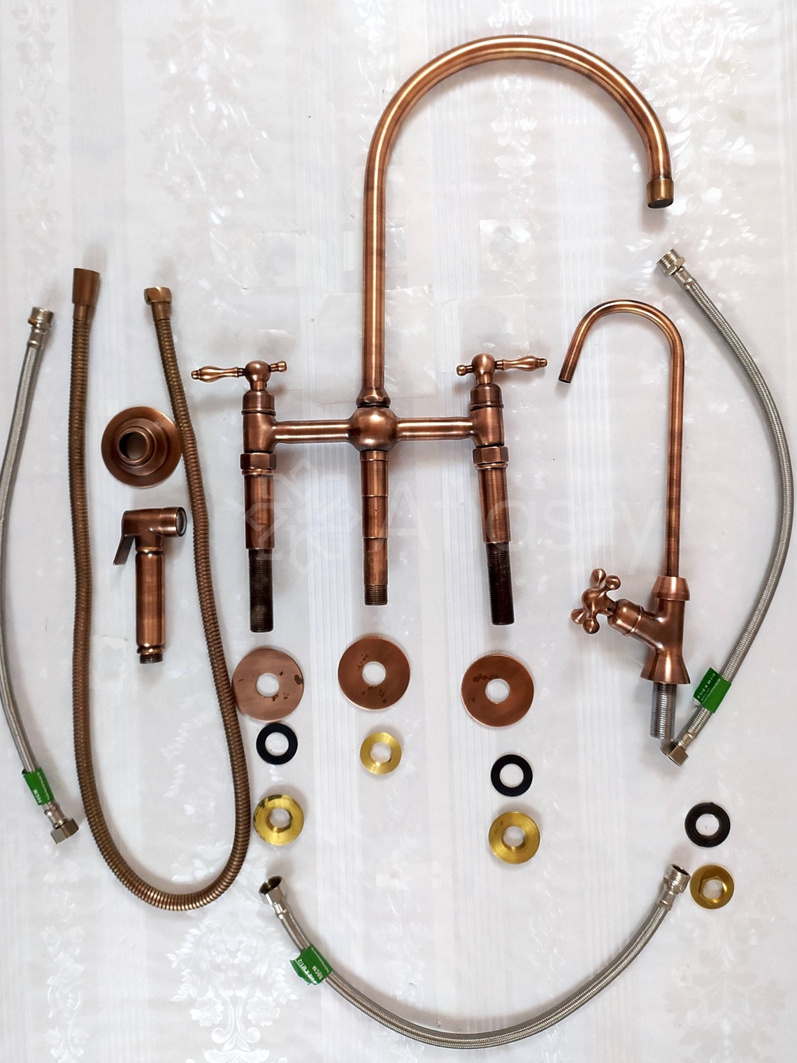 Copper Kitchen Bridge Faucet Copper Tap With Lever Handle - Etsy