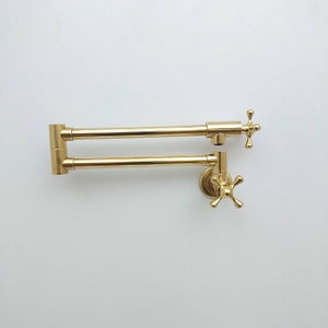 Unlacquered Brass Pot Filler With Cross Handle, Kitchen Pot Filler ...