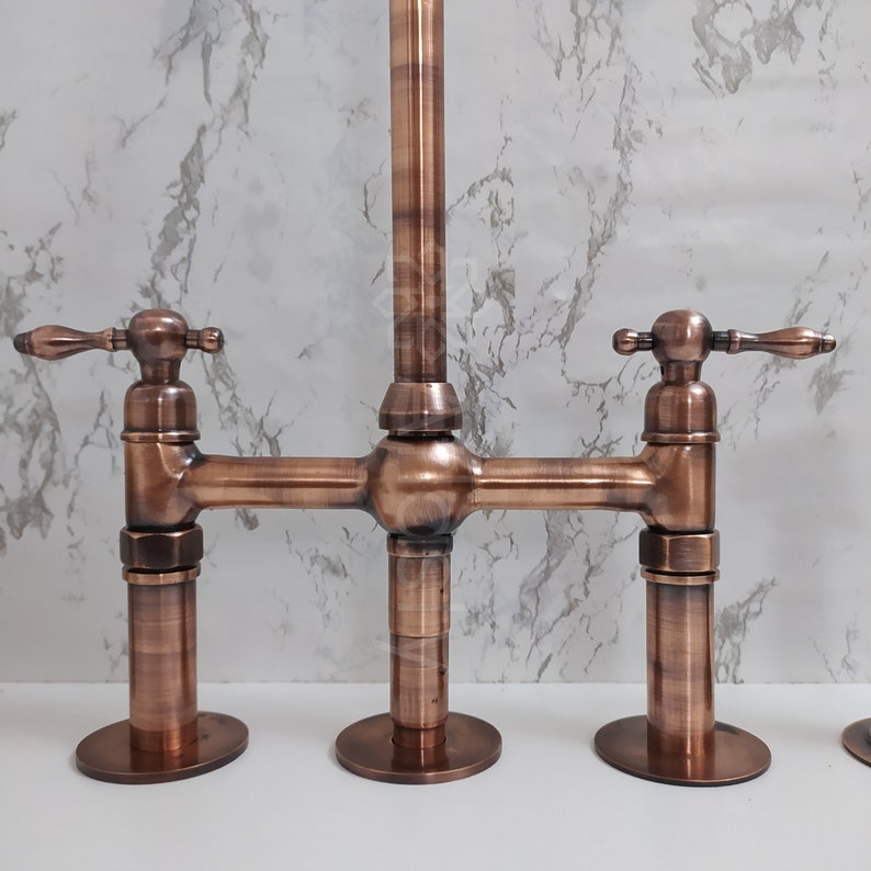 Copper Kitchen Bridge Faucet Copper Tap With Lever Handle - Etsy