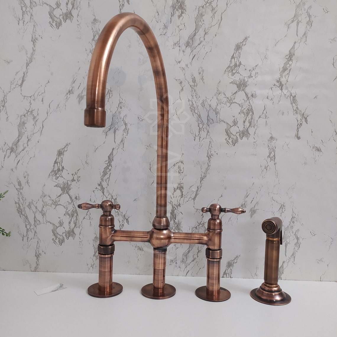 Copper Kitchen Bridge Faucet Copper Tap With Lever Handle - Etsy