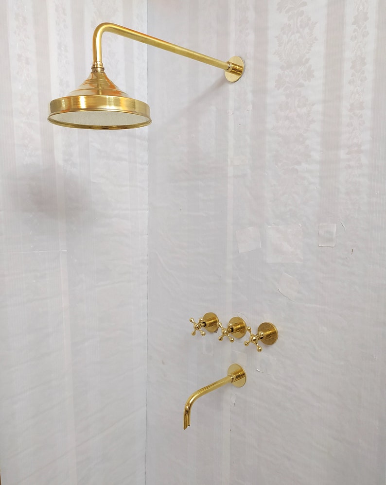 Unlacquered Brass Shower System Elegance and Durability in - Etsy