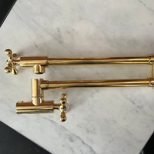 Unlacquered Brass Pot Filler With Cross Handle, Kitchen Pot Filler ...