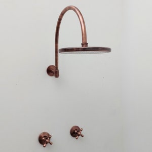 Antique Shower System With Copper Finish & Round Rain Shower Head - Etsy