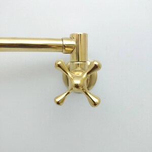 Unlacquered Brass Pot Filler With Cross Handle, Kitchen Pot Filler ...