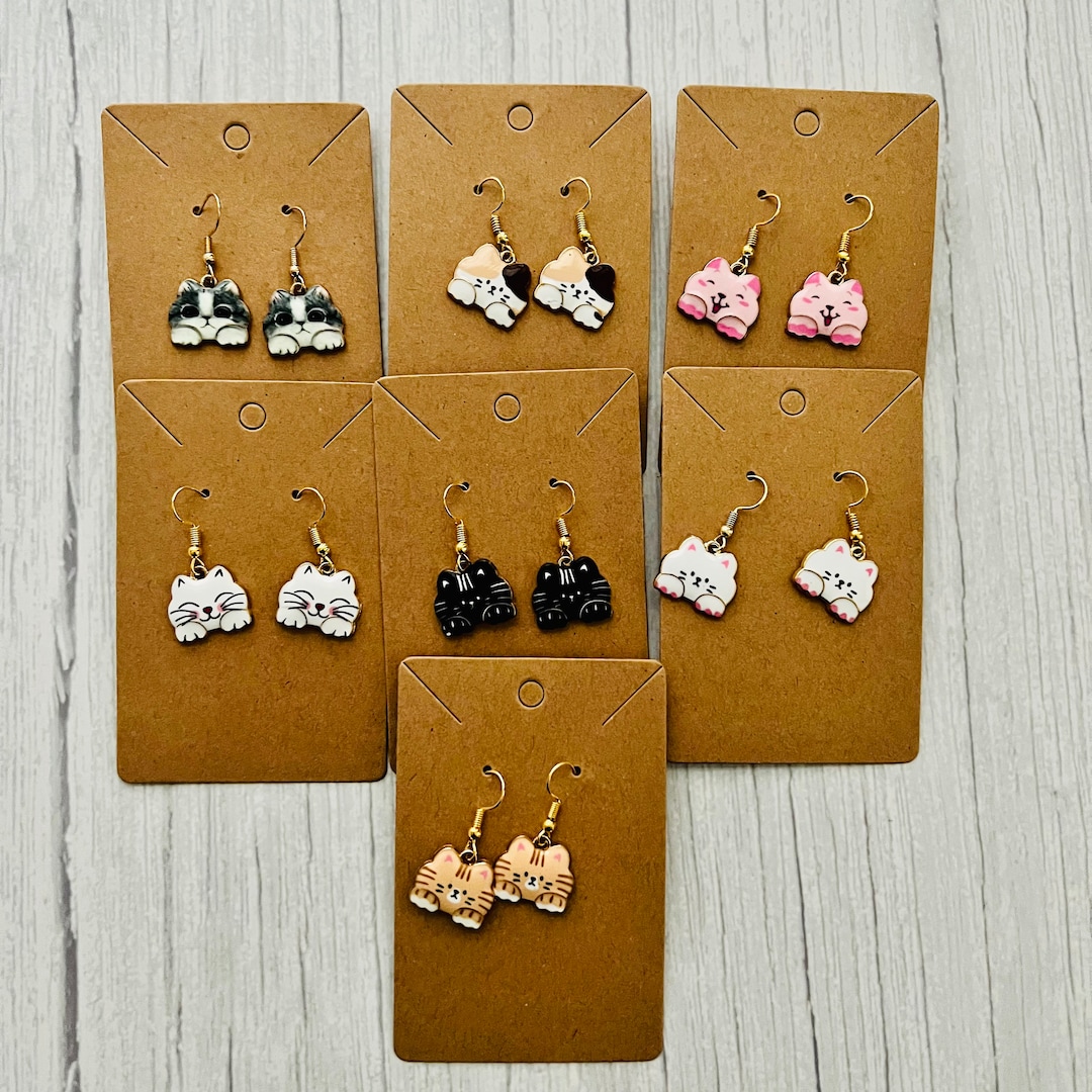 Kitty Earrings / Kitty Drop Earrings / Cute Earrings / Cute Cat ...