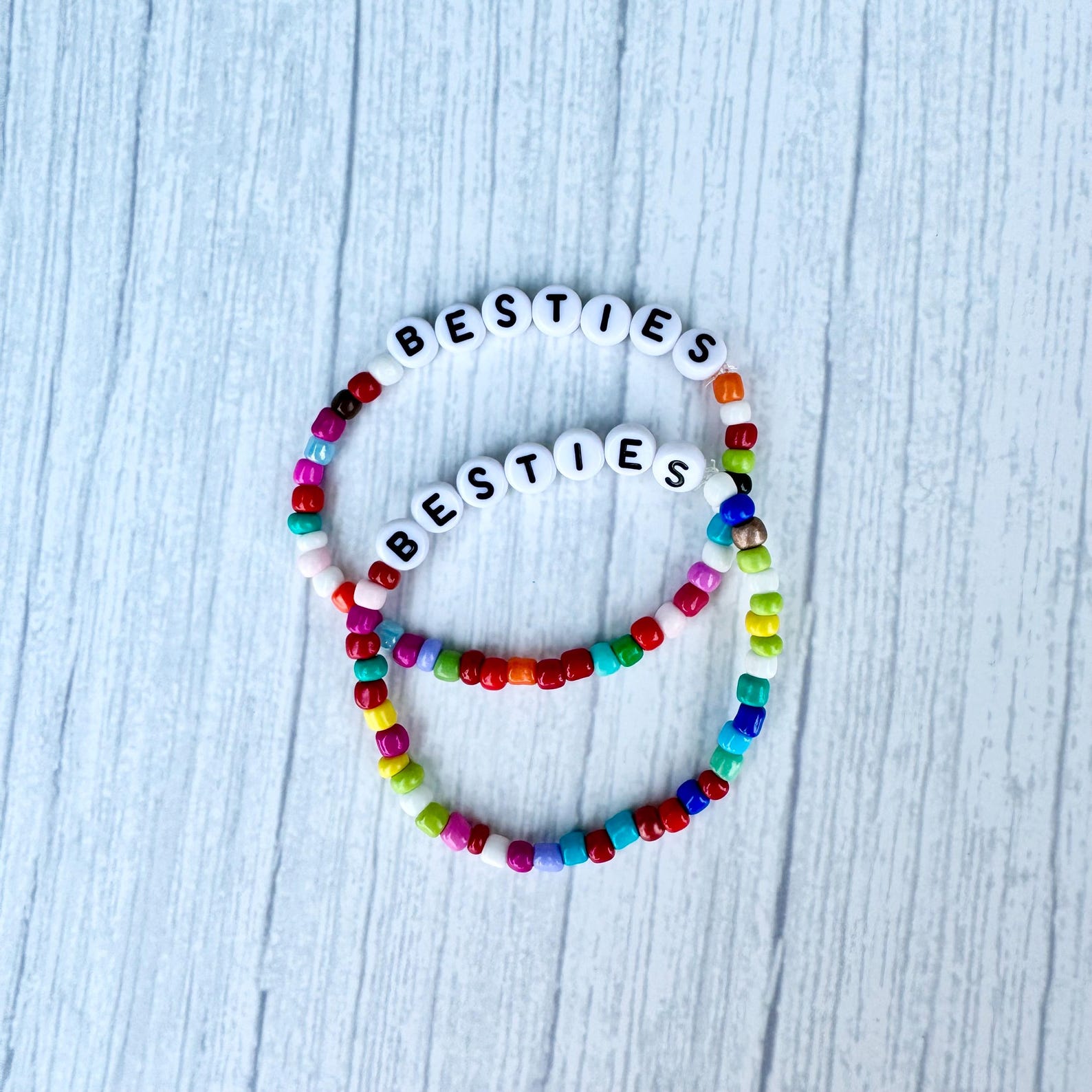 Set of 2 Bead Besties Friend Stretch Bracelets / Seed Bead Stackable ...