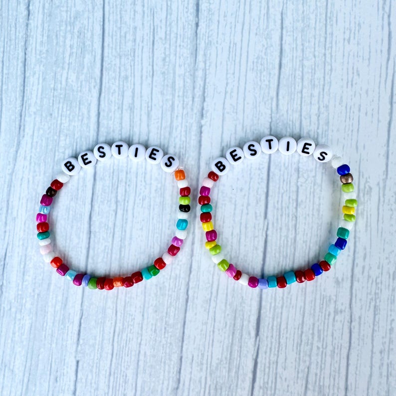 Set of 2 Bead Besties Friend Stretch Bracelets / Seed Bead Stackable ...