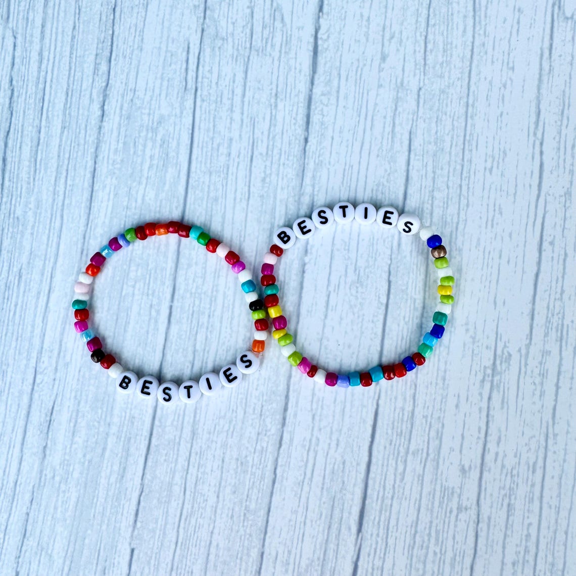 Set of 2 Bead Besties Friend Stretch Bracelets / Seed Bead Stackable ...