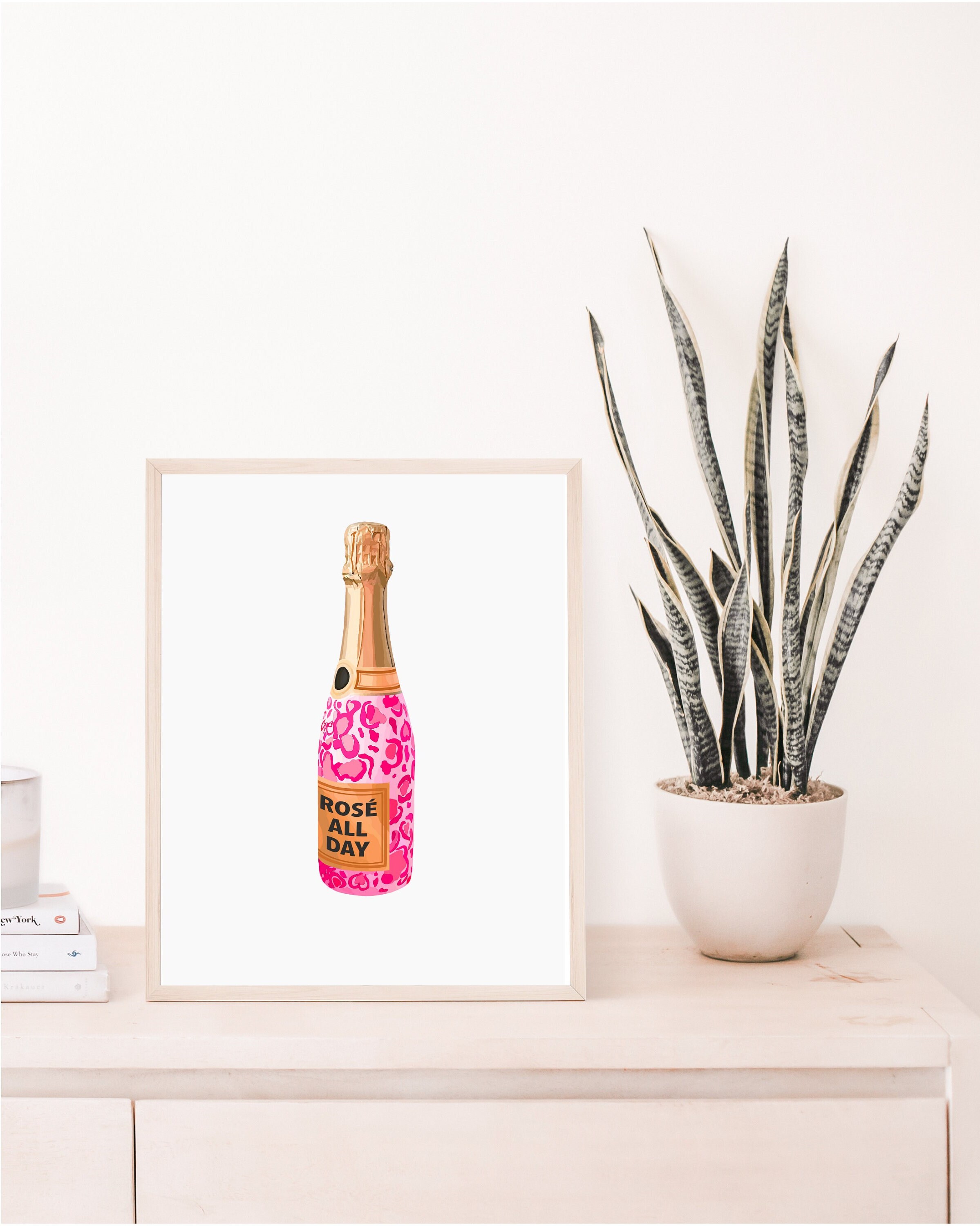 Rosé Wine Poster Bar Cart Decor Wine Bottle Art - Etsy