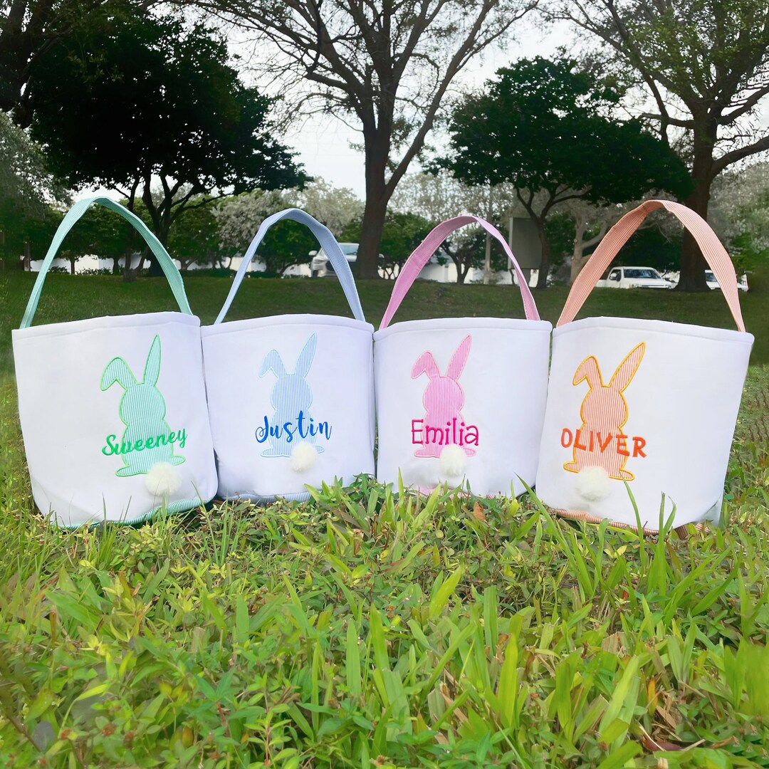 Easter Bunny Egg Hunt Bucket Custom Cute Easter Basket for Kids Toddler ...