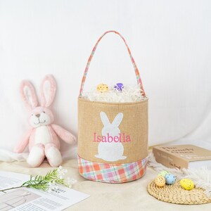 Easter Bunny Basket for Kids, Cute Egg Hunt Basket, Personalized Rabbit ...